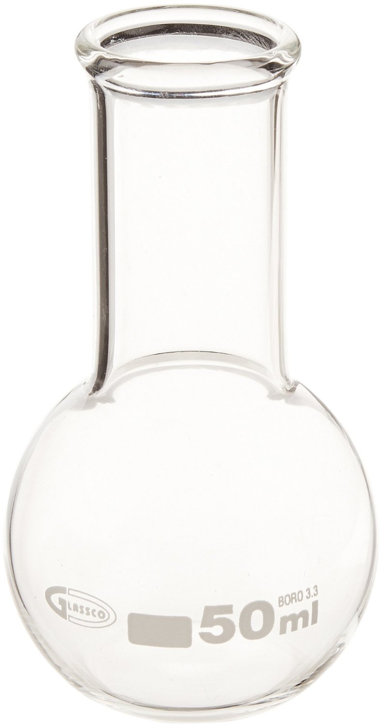 50ml, Boiling Flask, Flat Bottom, Borosilicate Glass (Qty. 1)
